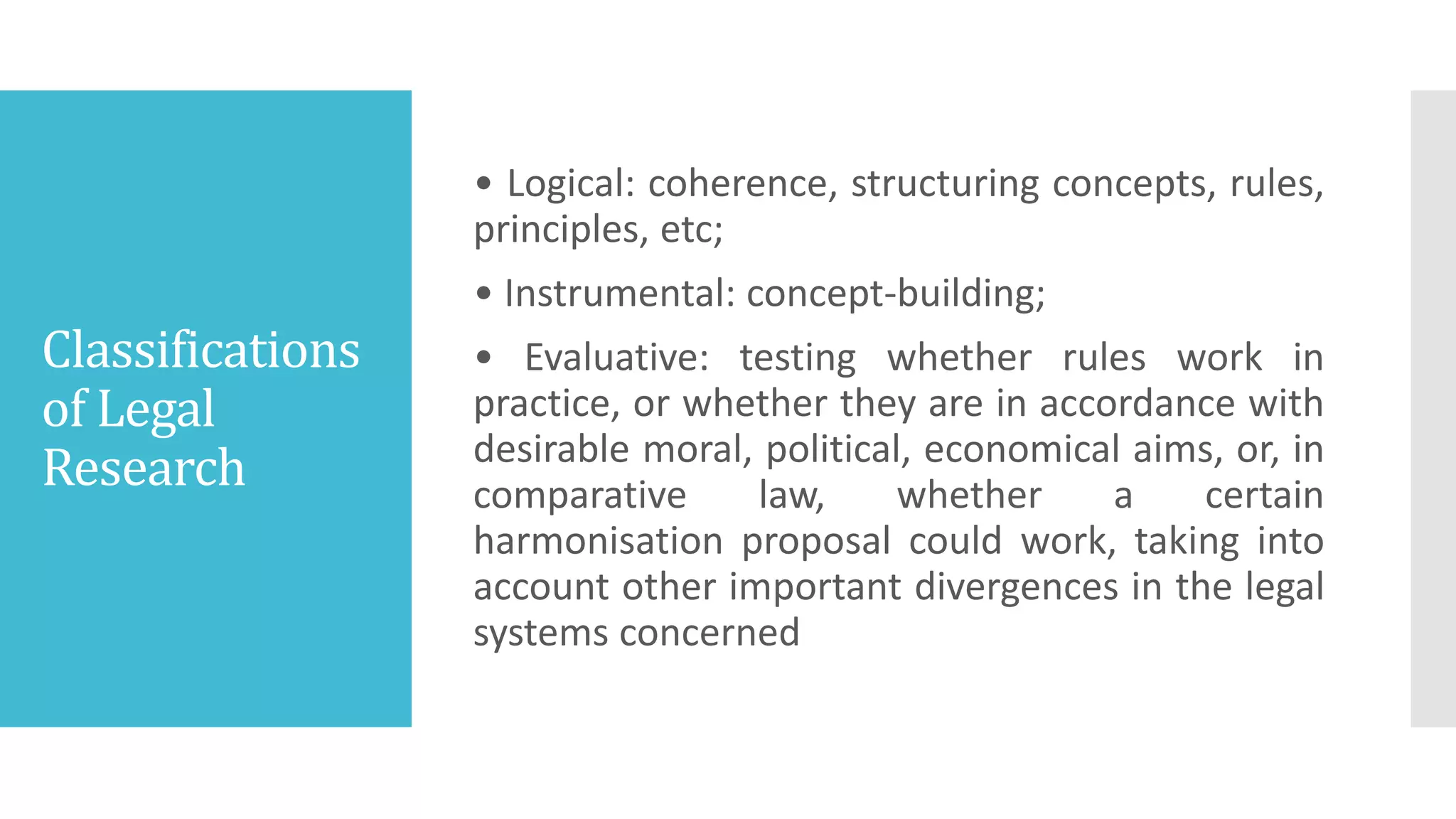 Classification of Legal Research | PPTX