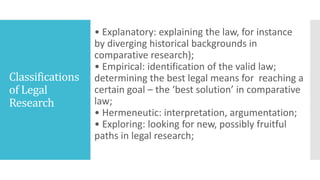 Classification of Legal Research | PPTX