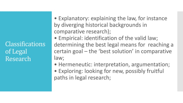 Classification of Legal Research | PPTX