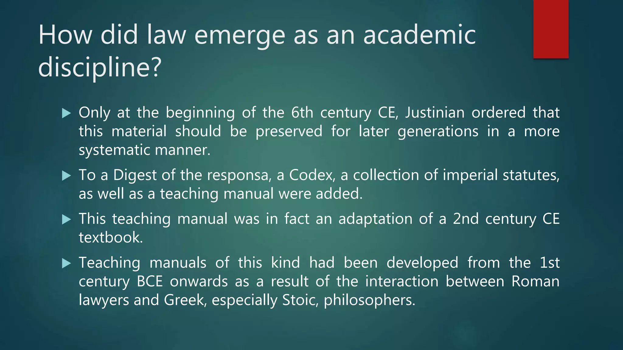 Emergence of Law as an Academic Discipline | PPTX