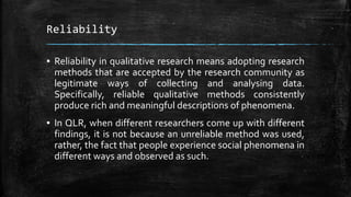 Validity and Reliability in Qualitative Legal Research | PPTX