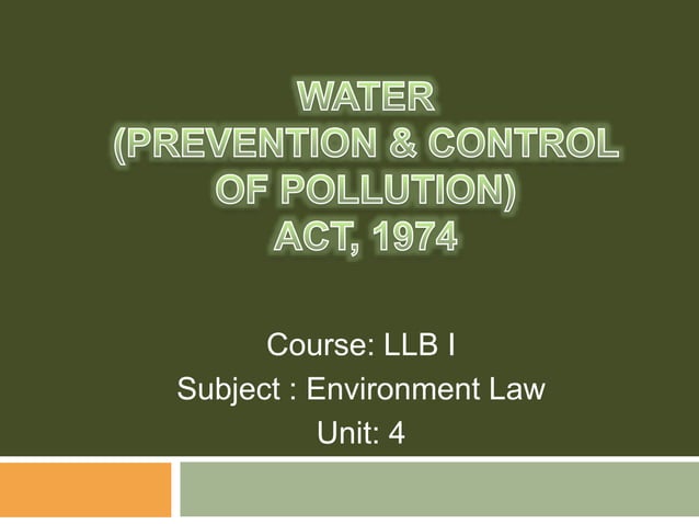 Llb i el u 4.2 water pollution prevention and control act | PPT