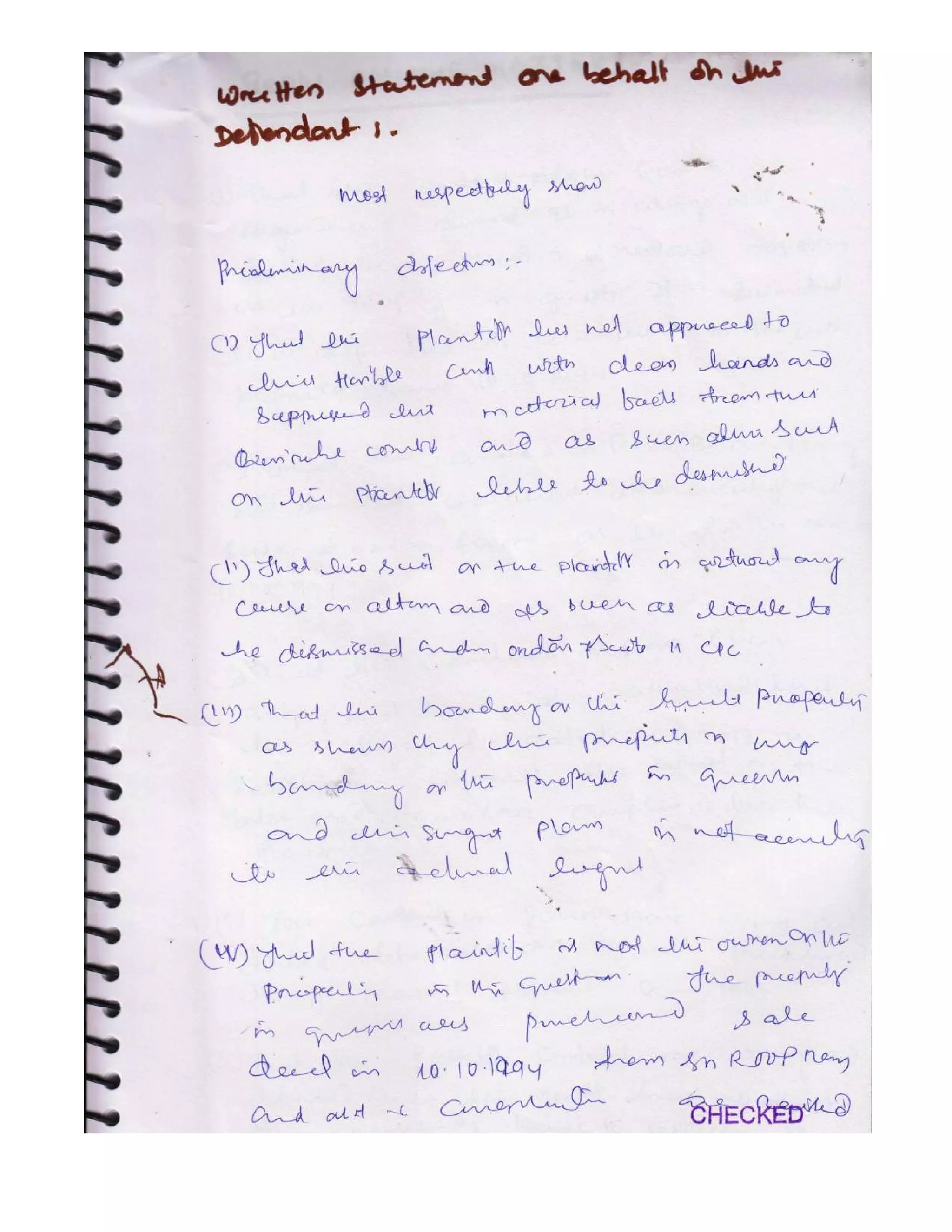 LLB LAW MOOT COURT PROJECT FILE IN ENGLISH | PDF