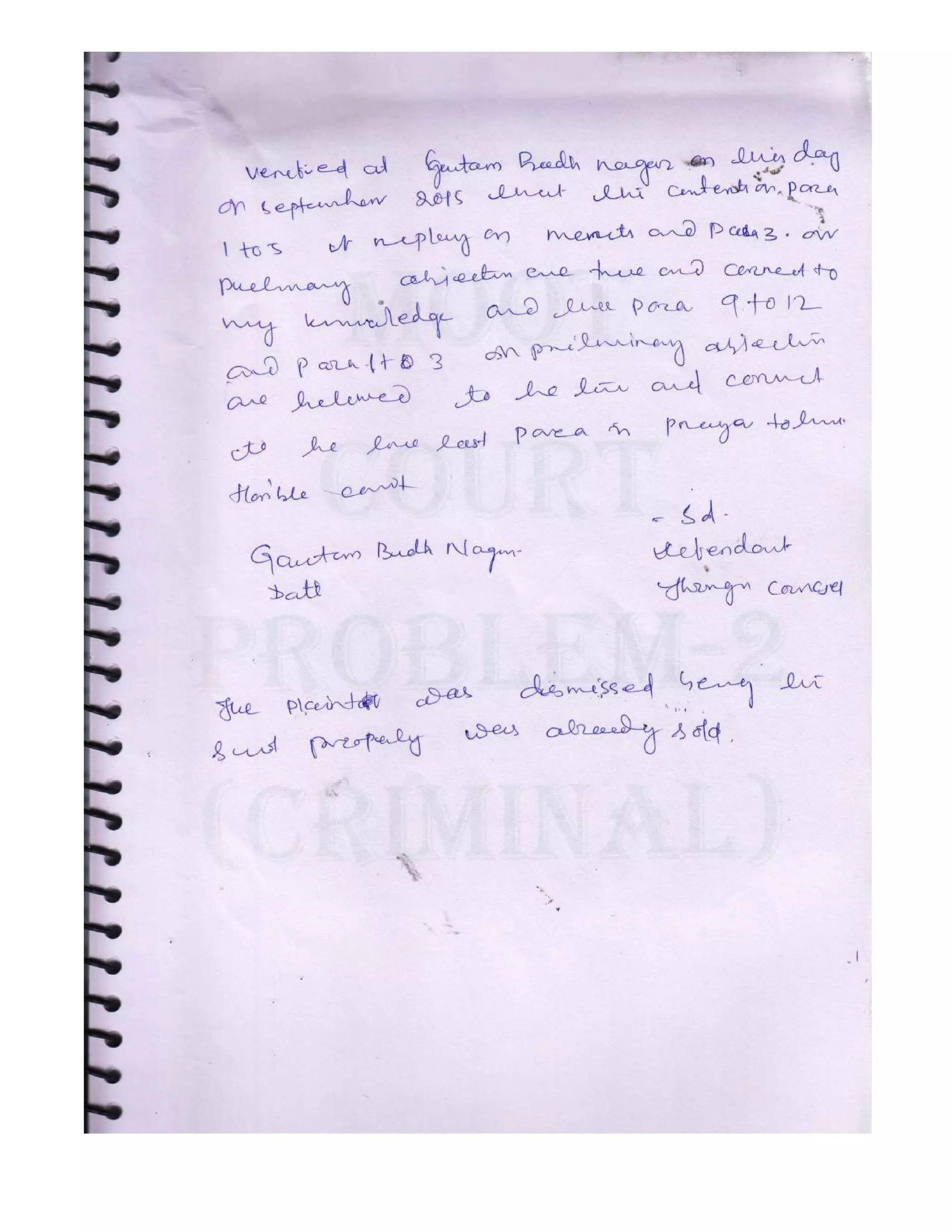 LLB LAW MOOT COURT PROJECT FILE IN ENGLISH | PDF