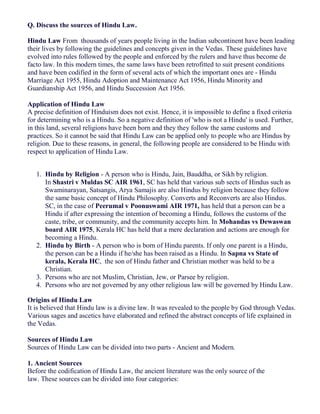 LLB LAW NOTES ON HINDU LAW FAMILY LAW | PDF
