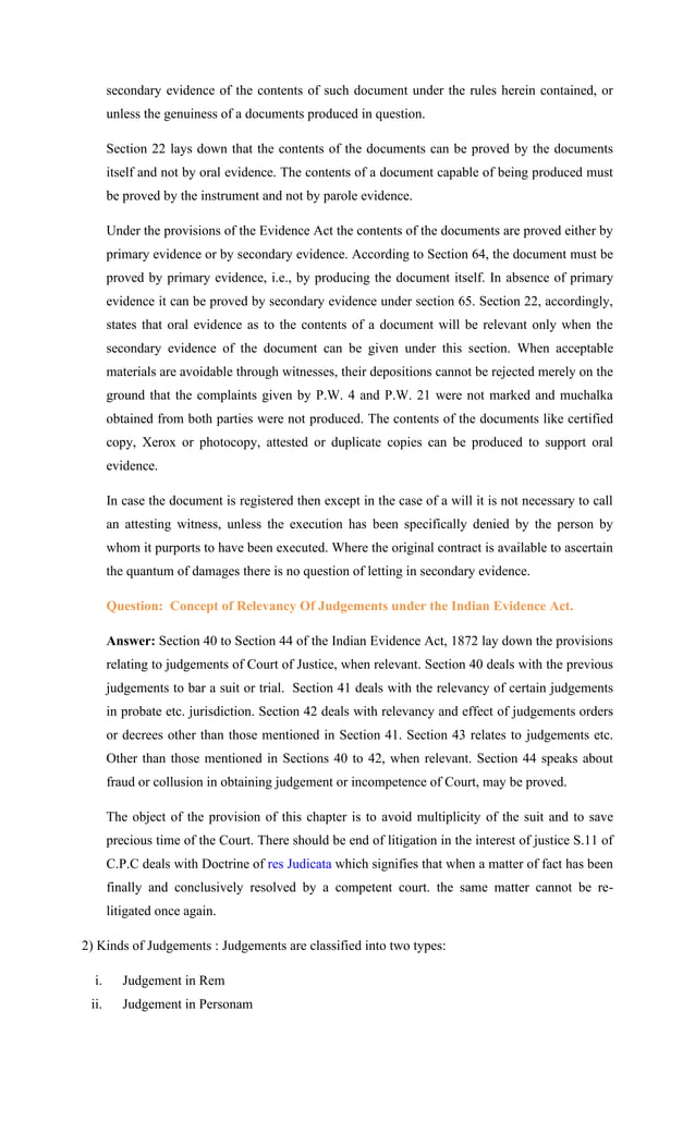 LLB LAW NOTES ON LAW OF EVIDENCE | PDF