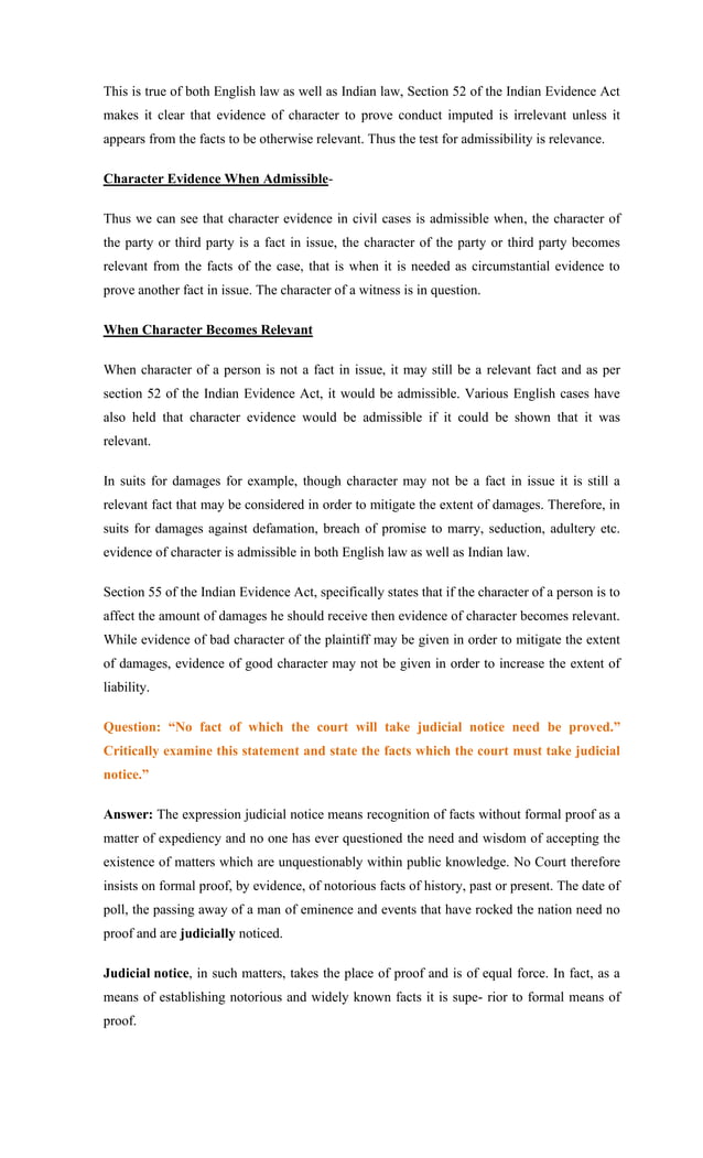 LLB LAW NOTES ON LAW OF EVIDENCE | PDF