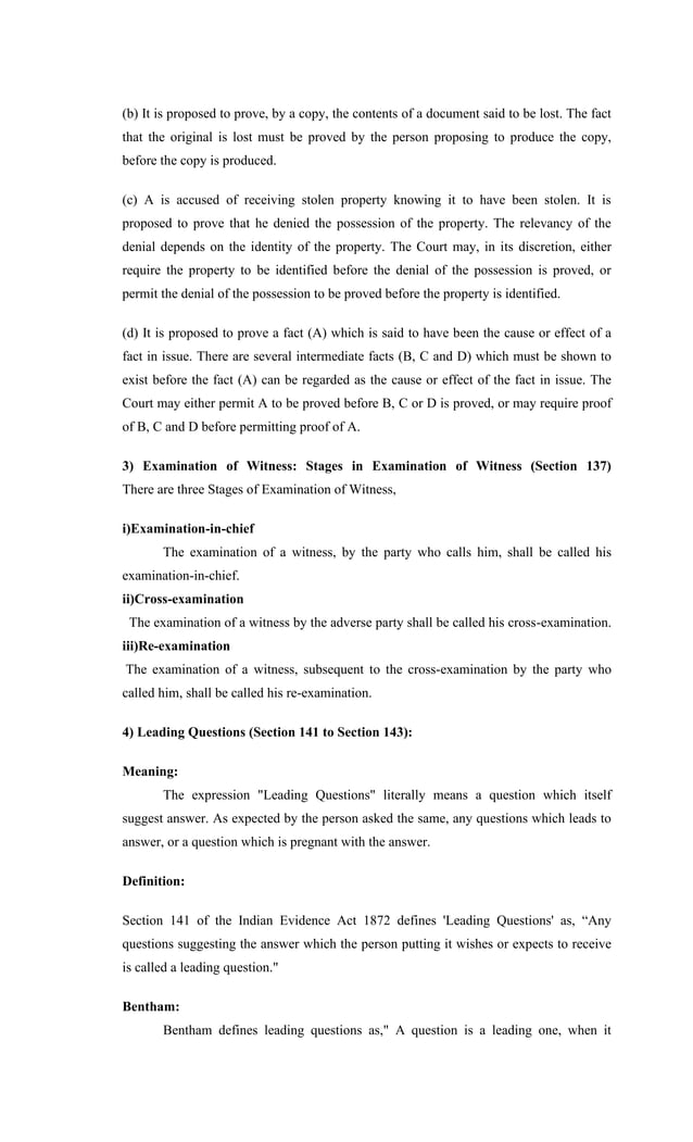 LLB LAW NOTES ON LAW OF EVIDENCE | PDF