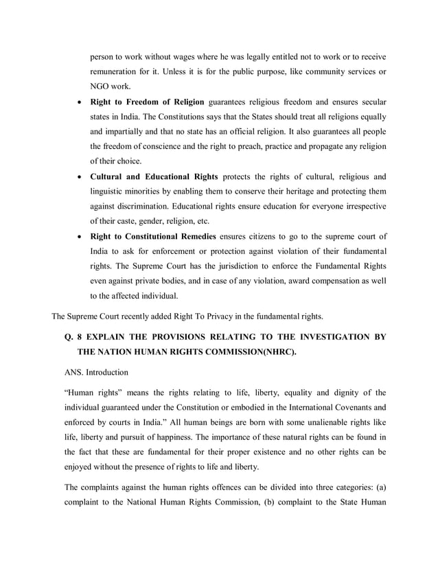 LLB LAW NOTES ON LAW OF HUMAN RIGHTS | PDF