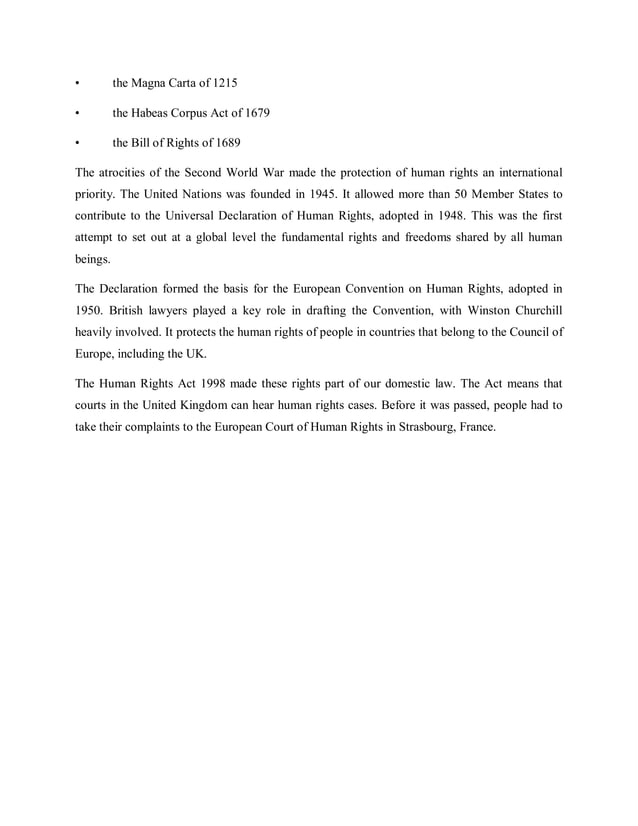 LLB LAW NOTES ON LAW OF HUMAN RIGHTS | PDF