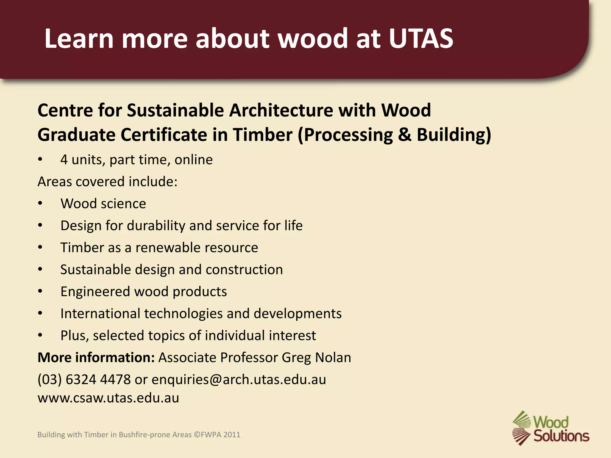 Building with Timber in Bushfire-prone Areas - Lunch & Learn | PPTX