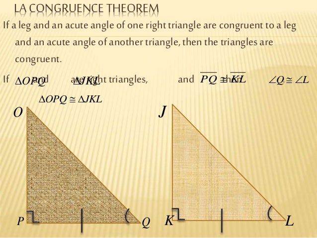 Ll congruence theorem and LA congruence theorem