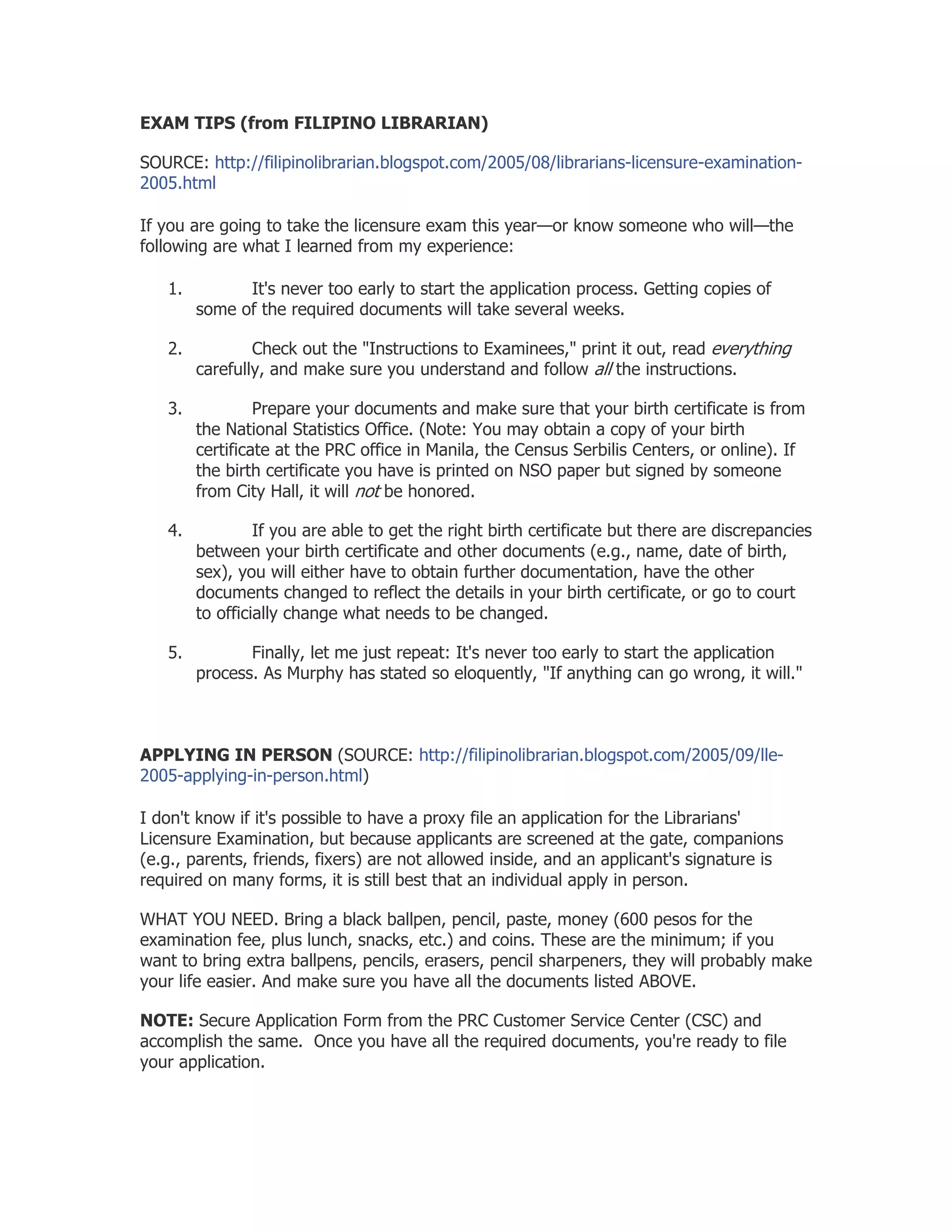 Librarians Licensure Exam Tips | PDF