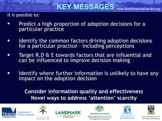 Identifying cogs in the adoption wheel: opportunities to target ...