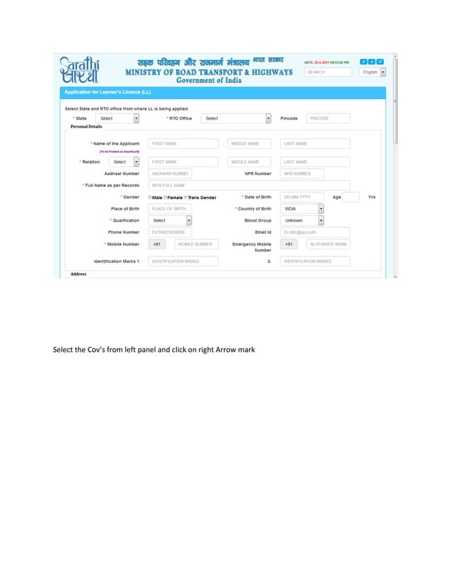Learning License form | PDF