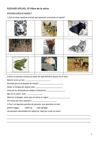 El llibre de la selva - activitats capítol 1 | DOC