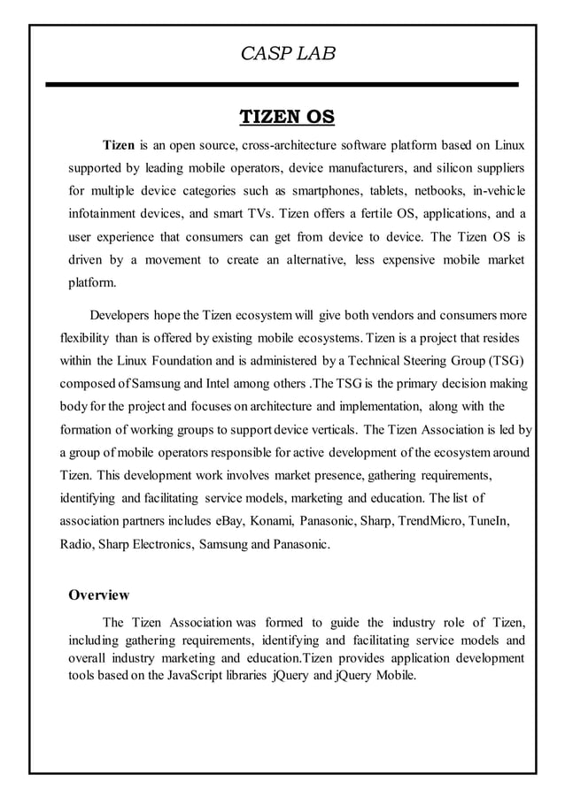 Tizen vs android Word File | PDF