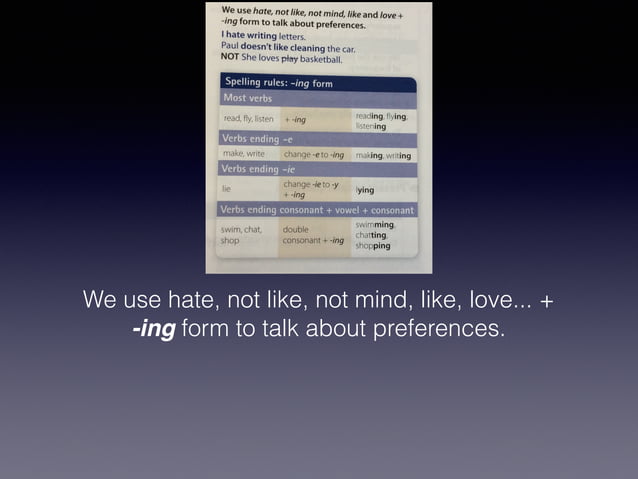 Preference verbs ing | PPT