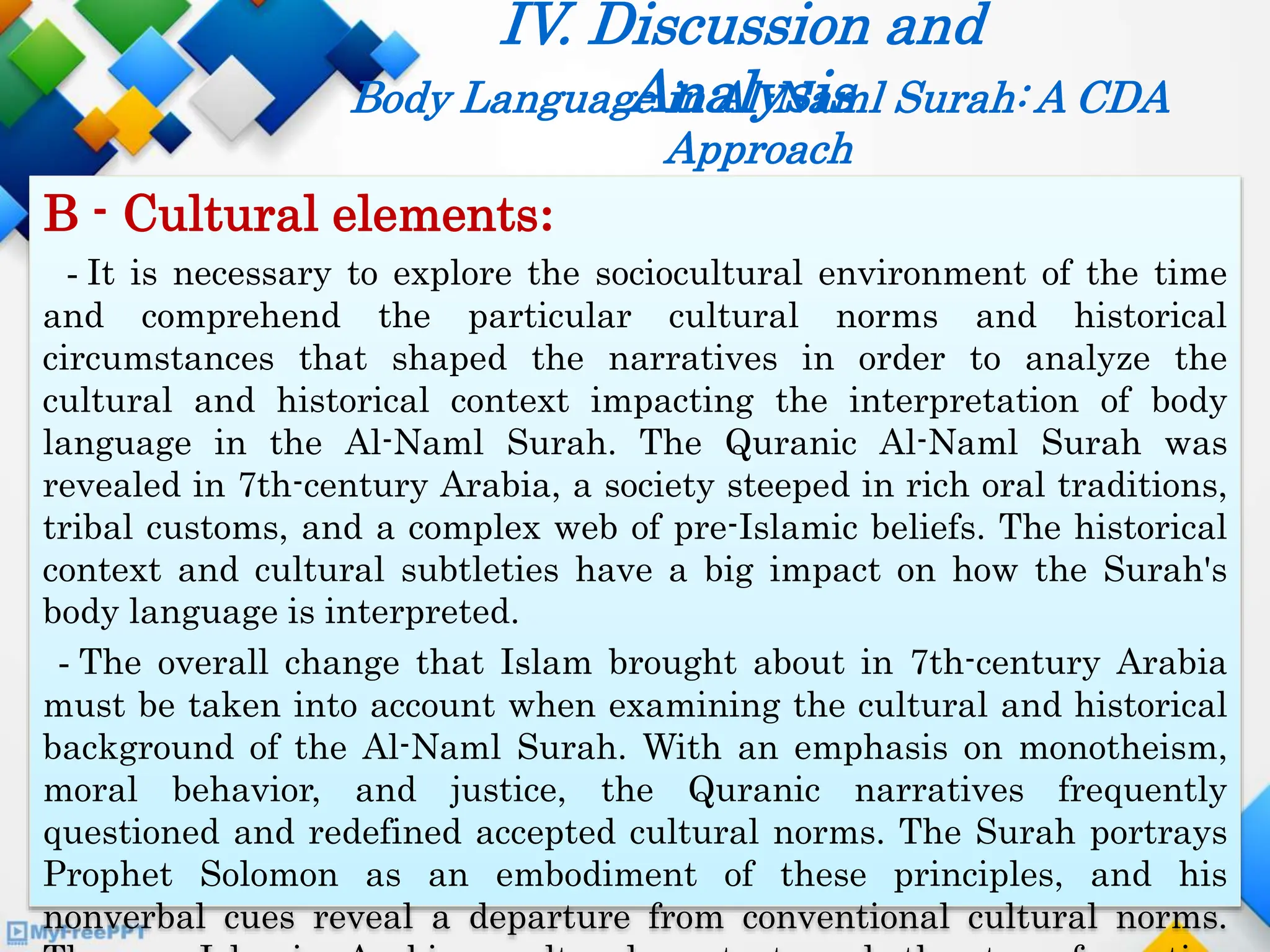 Body language in Al-Naml Surah: A Critical Discourse Analysis | PPSX