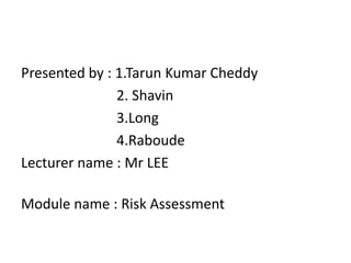 Risk Assessment in a Workplace Transport /Risk assessment for a road ...
