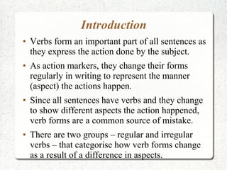 LL Lower Pri D - Regular and irregular verbs | PPT