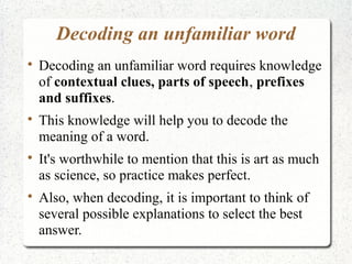 LL Lower sec - Using contextual clues | PPT