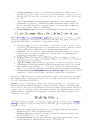 LLM criminal law | Best law College (Fees, Eligibility, Course). | PDF