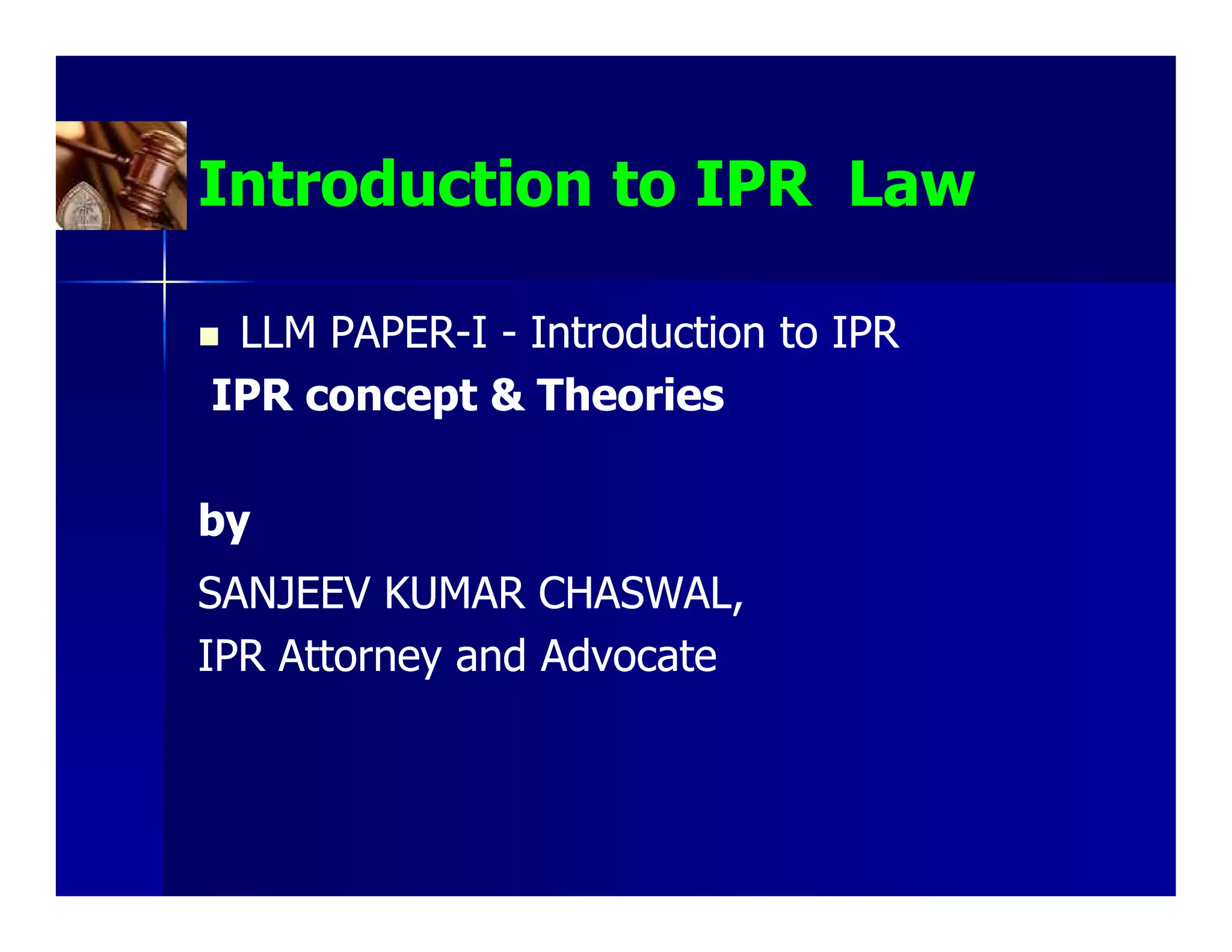 Llm lecture ipr concept and theories [compatibility mode] | PDF