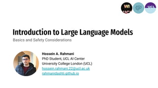 Intro to LLMs Basics and their Safety Consideration | PDF