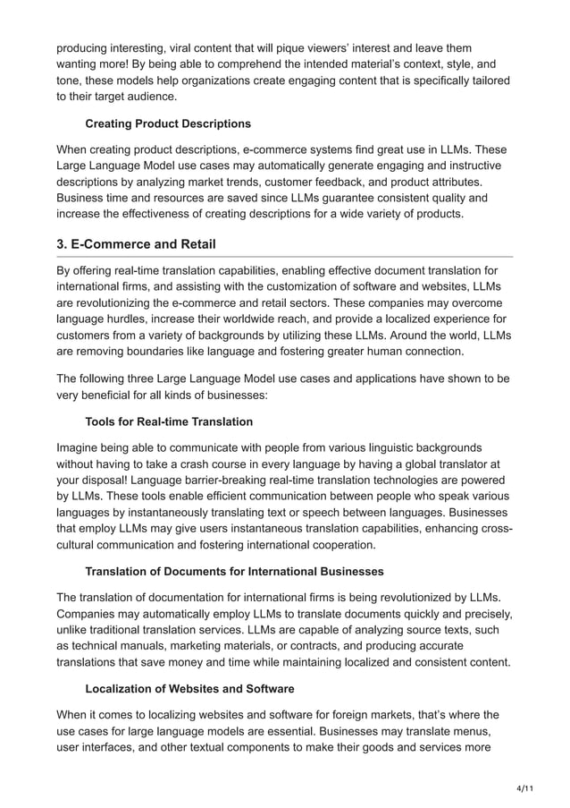 LLM Use Cases and Applications.pdf overview | PDF