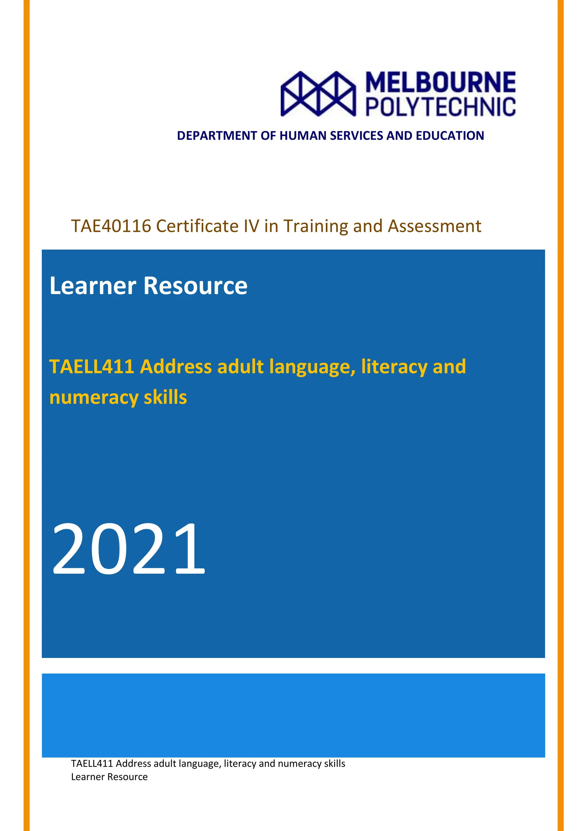 Learner Resource Cert IV in training and assessment - MP | PDF