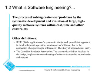 Slides for Chapter 1: Software and Software Engineering; | PPT ...