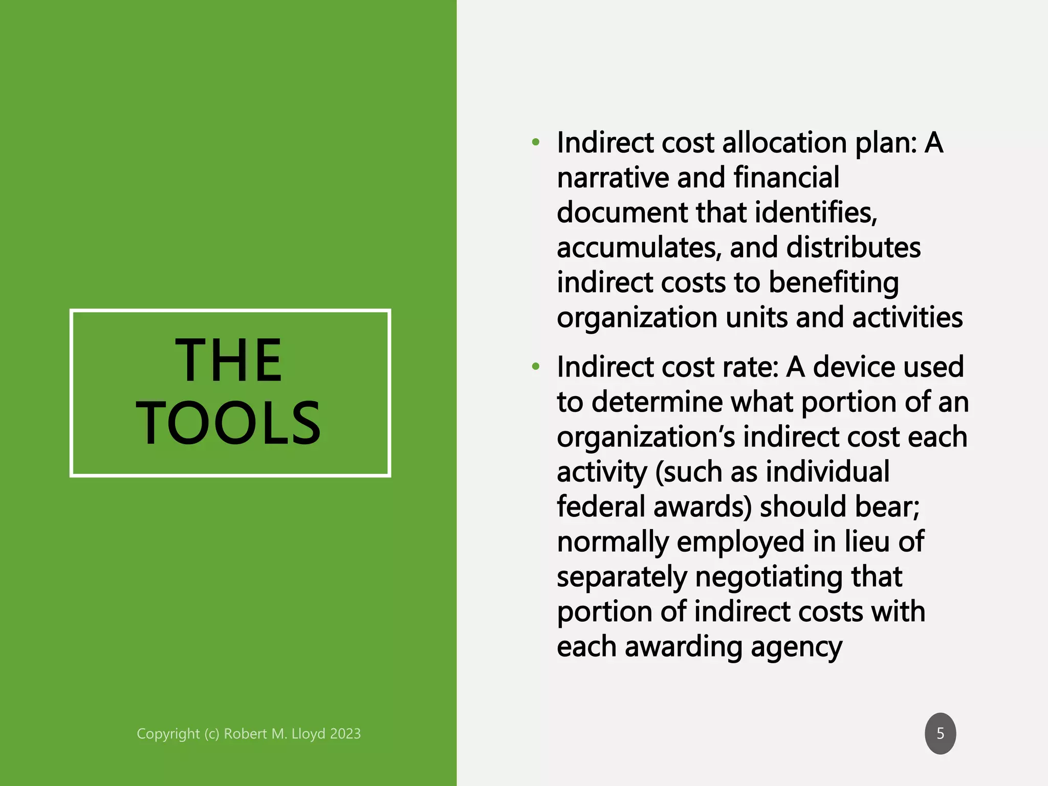 INDIRECT COST RECOVERY | PPTX