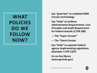 QUICK IMMERSION IN OMB's UNIFORM GUIDANCE | PPTX