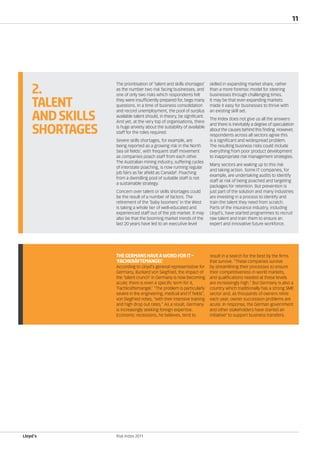 Lloyds Risk Index 2011 | PDF
