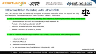 LLP Annual Compliance PPT FY 2016 17 | PPT