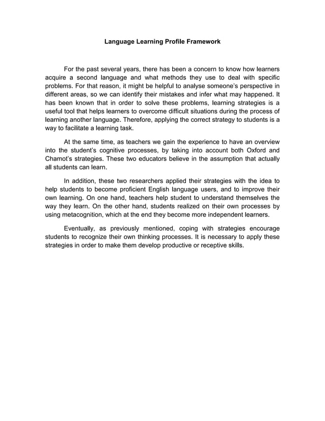 Language Learner Profile | DOCX