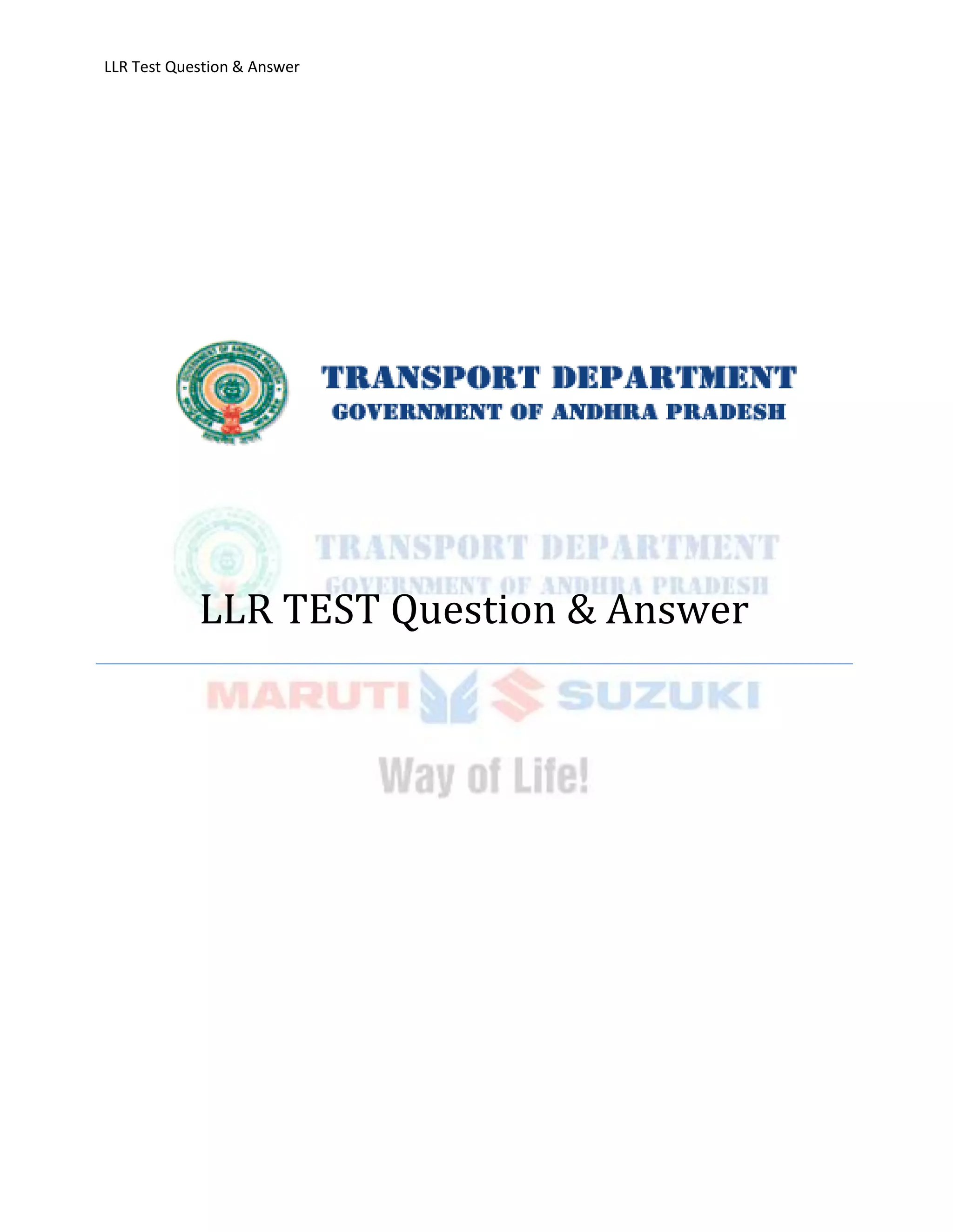 Llr test english_totalquestions | PDF | Auto Safety | Automotive