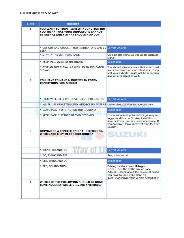 Llr test english_totalquestions | PDF | Auto Safety | Automotive