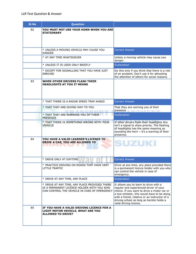 Llr test english_totalquestions | PDF | Auto Safety | Automotive