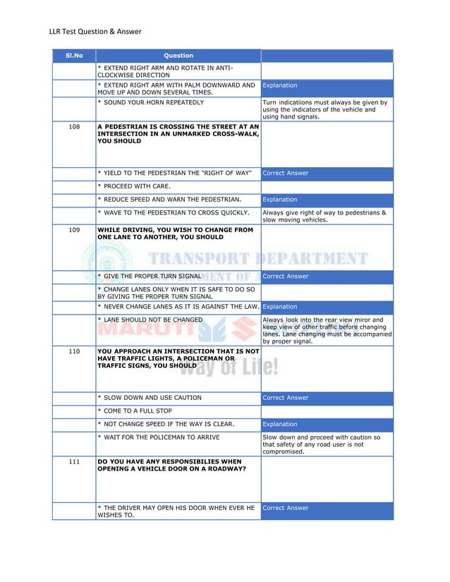Llr test english_totalquestions | PDF | Auto Safety | Automotive