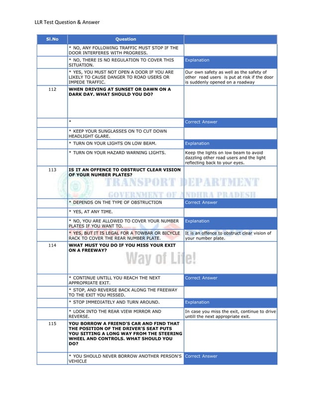 Llr test english_totalquestions | PDF | Auto Safety | Automotive