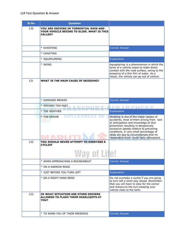 Llr test english_totalquestions | PDF | Auto Safety | Automotive