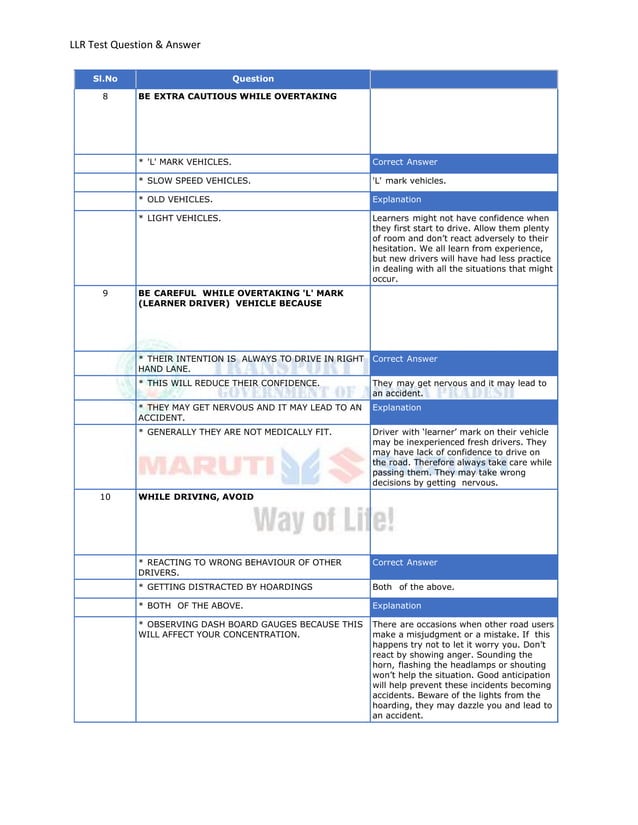 Llr test english_totalquestions | PDF | Auto Safety | Automotive