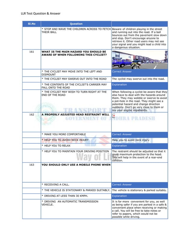 Llr test english_totalquestions | PDF | Auto Safety | Automotive