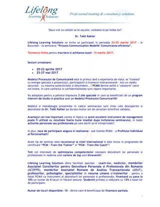 Seminar “Process Communication Model®: Comunicarea eficienta” | PDF