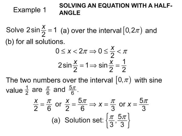 trigonometric equations involving half angles and multiple angles | PPTX