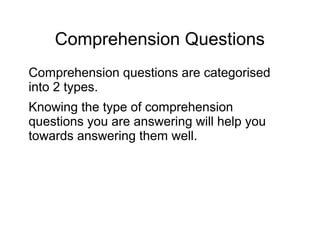 LL Upper Pri C - Compre Question Types | ODP
