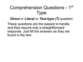 LL Upper Pri C - Compre Question Types | ODP
