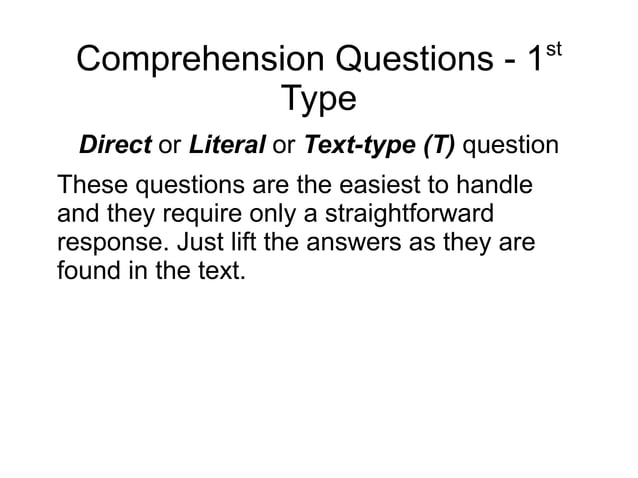 LL Upper Pri C - Compre Question Types | ODP